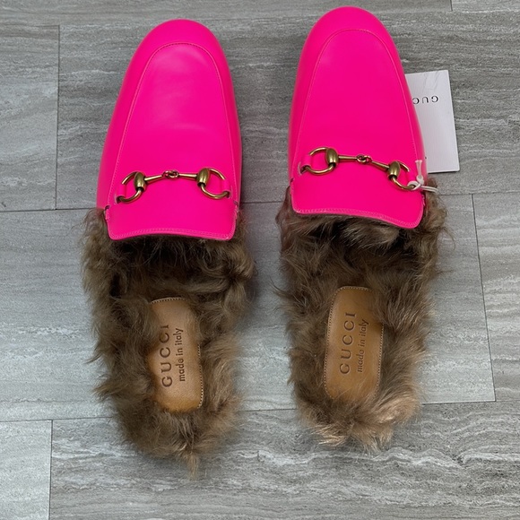 Gucci | Shoes | Nwt Gucci Princetown Fur Lined Horsebit Hot Pink ...